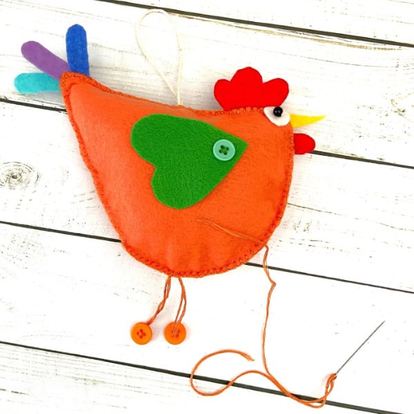 Chicken Ornament Felt Sewing Pattern - Agnes Creates